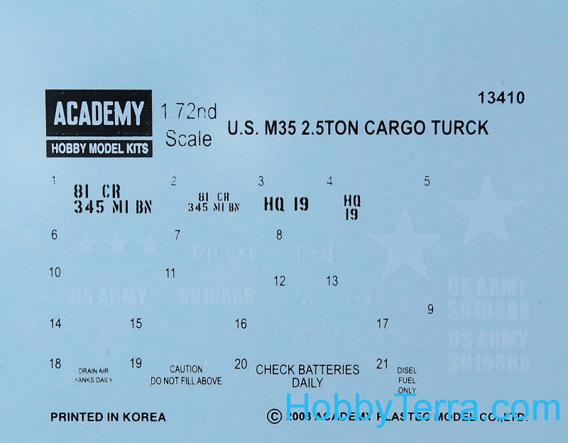 M35 2.5吨货车 Academy 13410 HobbyTerra.com