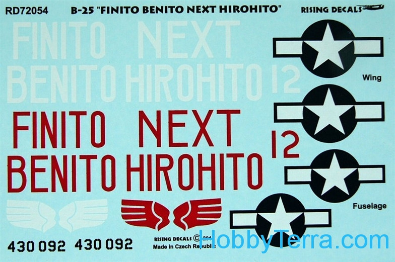B-25J Finito尼托（12号AF，意大利1944年） Rising Decals 72054 HobbyTerra.com