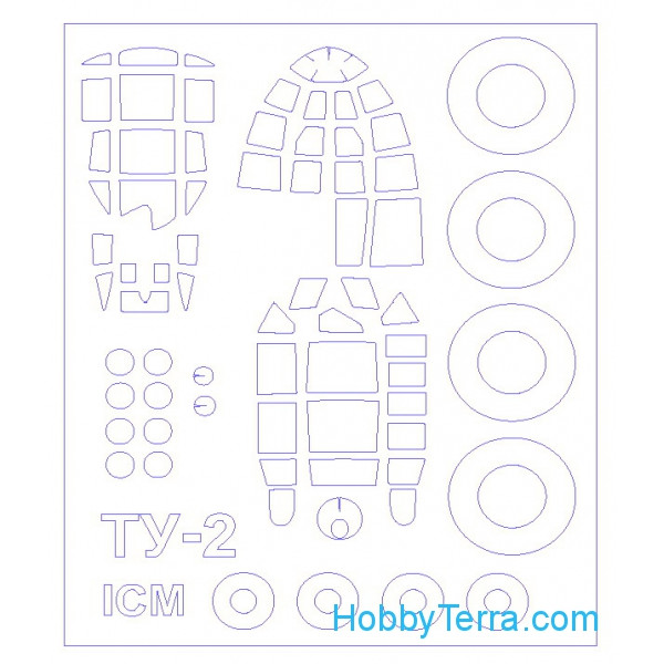 Mask 1/72 for Tupolev Tu-2 and wheels masks, for ICM kit KV Models ...
