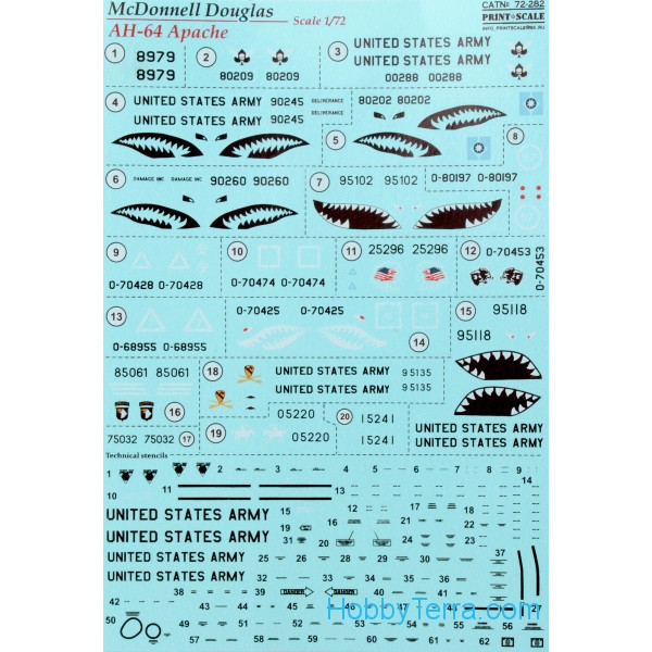 Decal 1/72 for AH-64 Apache Print Scale 72-282 HobbyTerra.com